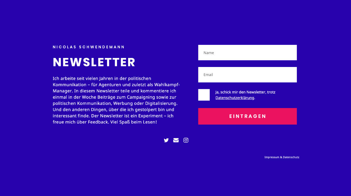 Nicolas Schwendemann - Newsletter